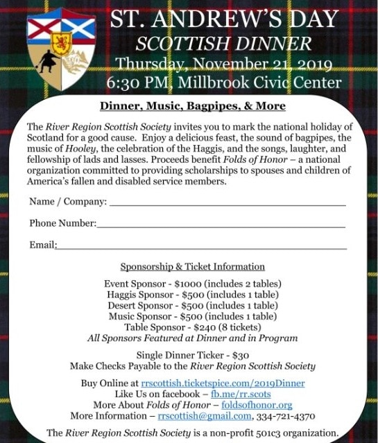 St. Andrew’s Day Scottish Dinner Coming to Millbrook Civic Center Nov ...